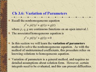 Ch 3.6: Variation of Parameters presentation | free to download