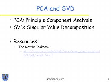 PCA and SVD presentation | free to view