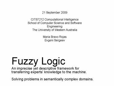 Fuzzy Logic presentation | free to view