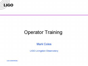 PPT – Operator Training PowerPoint presentation | free to view - id ...