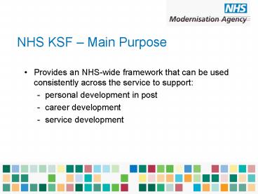 NHS KSF Main Purpose presentation | free to view