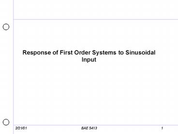 PPT – Response of First Order Systems to Sinusoidal Input PowerPoint ...