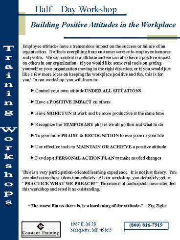 Building Positive Attitudes in the Workplace presentation | free to view