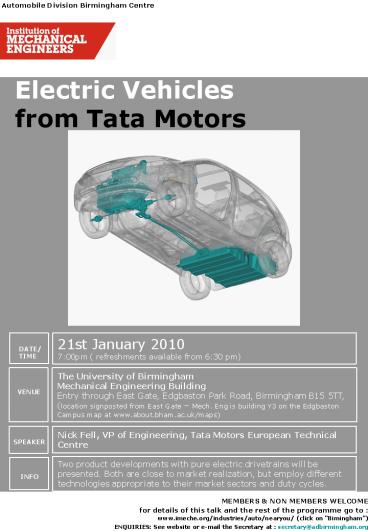 Electric Vehicles from Tata Motors presentation | free to view