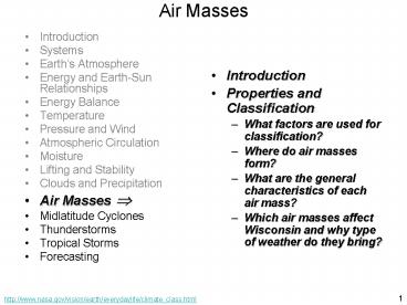 PPT – Air Masses PowerPoint presentation | free to view - id: 26b7ef-OGY5M