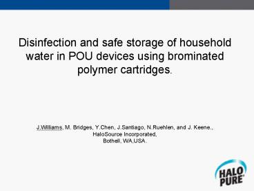 Disinfection and safe storage of household water in POU devices using ...