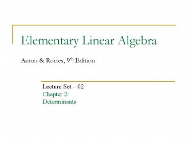 Elementary Linear Algebra Anton presentation | free to view
