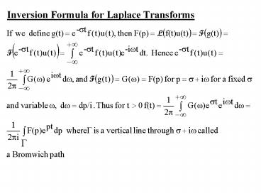 Inversion Formula for Laplace Transforms presentation | free to view