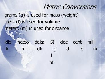Metric Conversions presentation | free to view