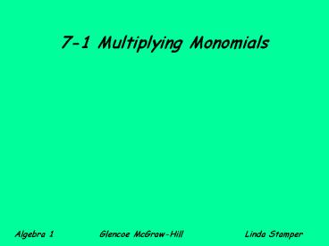 71 Multiplying Monomials presentation | free to view