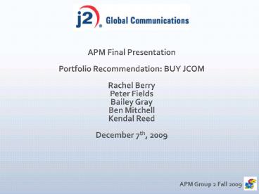 APM Final Presentation presentation | free to view