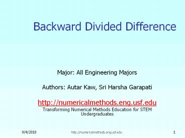 Backward Divided Difference presentation | free to download
