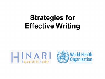 PPT – Strategies for Effective Writing PowerPoint presentation | free ...