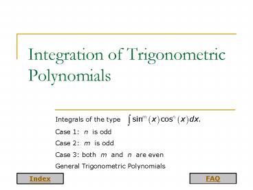PPT – Integration of Trigonometric Polynomials PowerPoint presentation ...