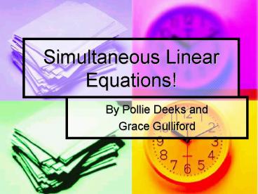 Simultaneous Linear Equations presentation | free to view