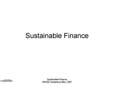 Sustainable Finance presentation | free to view