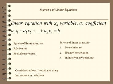 PPT – Systems of Linear Equations PowerPoint presentation | free to ...