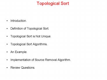 Topological Sort presentation | free to download