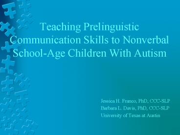 Teaching Prelinguistic Communication Skills to Nonverbal SchoolAge ...