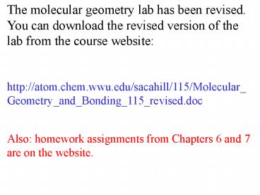 PPT – The molecular geometry lab has been revised' You can download the ...
