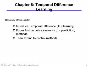 Chapter 6: Temporal Difference Learning presentation | free to view