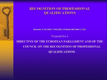 PPT – RECOGNITION OF PROFESSIONAL QUALIFICATIONS PowerPoint ...