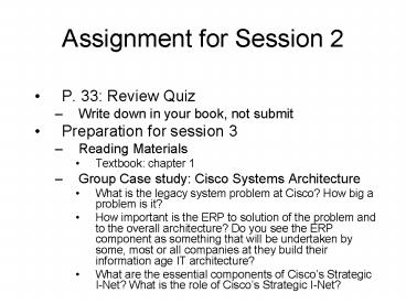 PPT – Assignment for Session 2 PowerPoint presentation | free to ...