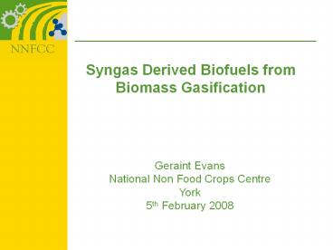 PPT – Syngas Derived Biofuels from Biomass Gasification PowerPoint ...