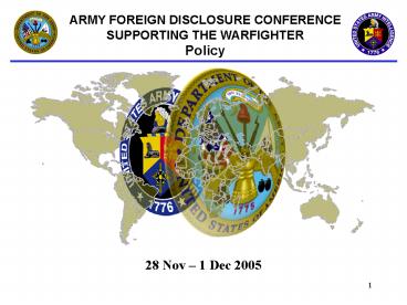 ARMY FOREIGN DISCLOSURE CONFERENCE SUPPORTING THE WARFIGHTER ...