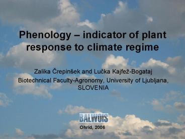 Phenology presentation | free to view