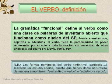 EL VERBO: definici presentation | free to download