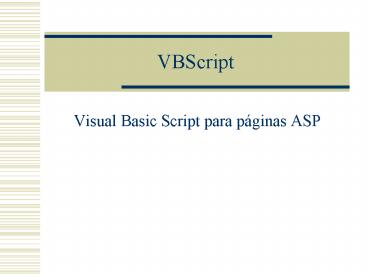 VBScript presentation | free to view