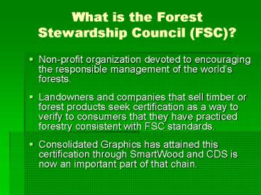 What is the Forest Stewardship Council FSC presentation | free to view