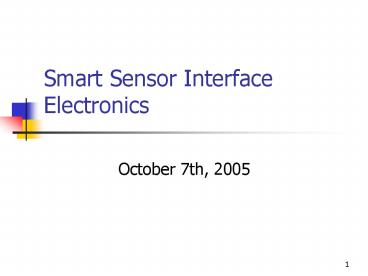 Smart Sensor Interface Electronics presentation | free to view