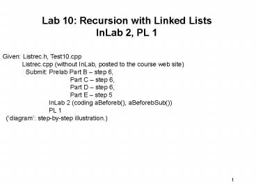 Lab 10: Recursion with Linked Lists InLab 2, PL 1 presentation | free ...