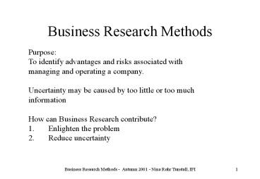 Business Research Methods presentation | free to view
