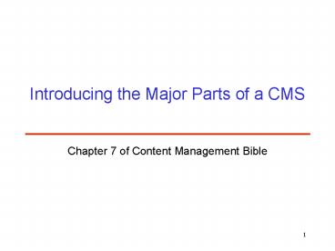 PPT – Introducing the Major Parts of a CMS PowerPoint presentation ...