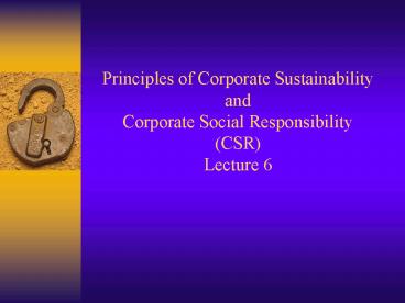 Principles of Corporate Sustainability and Corporate Social ...