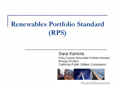 Renewables Portfolio Standard (RPS) presentation | free to view