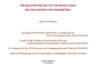 PPT – THE MALDIVES PROJECT IN THE INDIAN OCEAN PowerPoint presentation ...