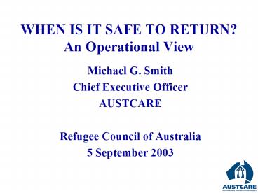 PPT – WHEN IS IT SAFE TO RETURN An Operational View PowerPoint ...