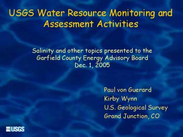 USGS Water Resource Monitoring and Assessment Activities presentation ...