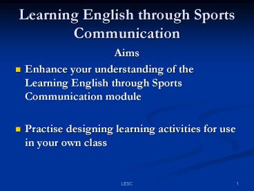 Learning English through Sports Communication presentation | free to view