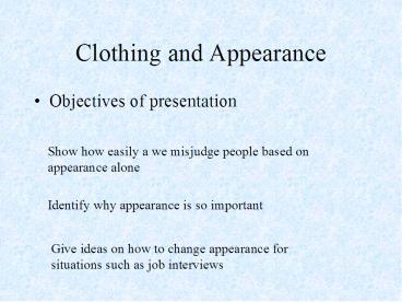 Clothing and Appearance presentation | free to view