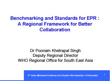 Benchmarking and Standards for EPR : A Regional Framework for Better ...