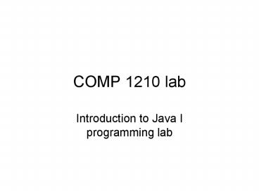 COMP 1210 lab presentation | free to view
