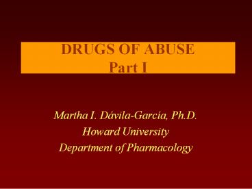 PPT – DRUGS OF ABUSE Part I PowerPoint presentation | free to view - id ...