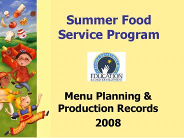 PPT – Summer Food Service Program PowerPoint presentation | free to ...