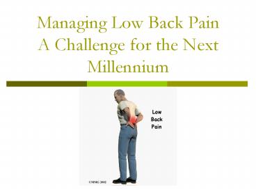 Managing Low Back Pain A Challenge for the Next Millennium presentation ...
