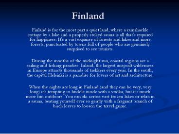 PPT – Finland PowerPoint presentation | free to view - id: 80f8-MWU0M